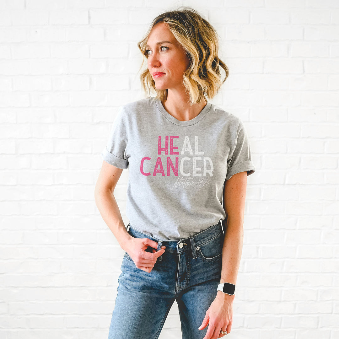 He Can Heal Cancer Pink Tee – Faithful & Co.