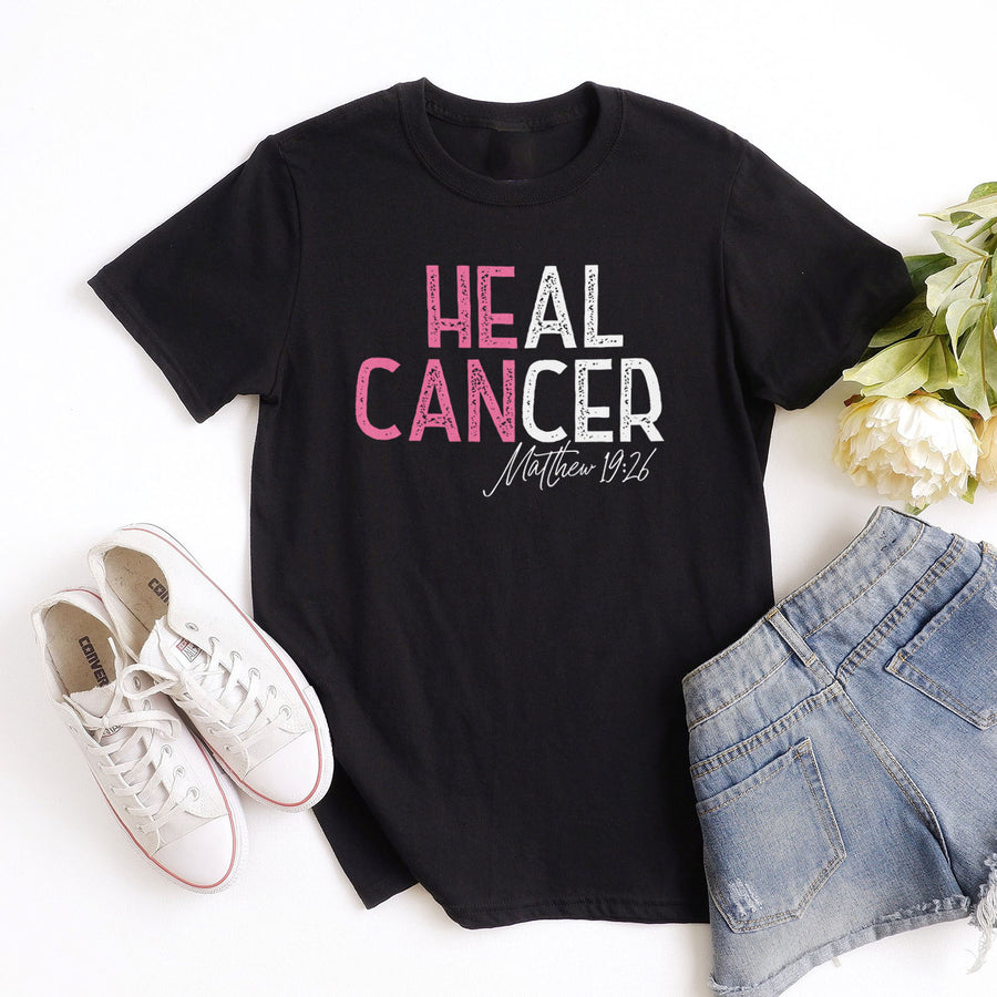 He Can Heal Cancer Pink Tee – Faithful & Co.
